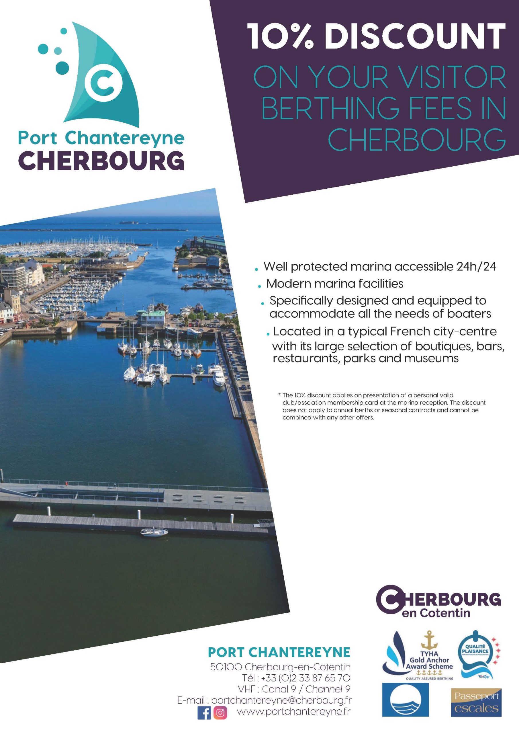 10% DISCOUNT ON BERTHING FEES IN PORT CHANTEREYNE – Alderney Sailing Club